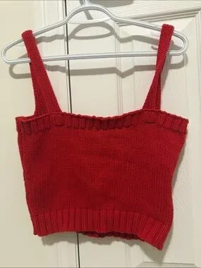 Zara | Tops | Zara Red Knit Cropped Tank Top | Poshmark